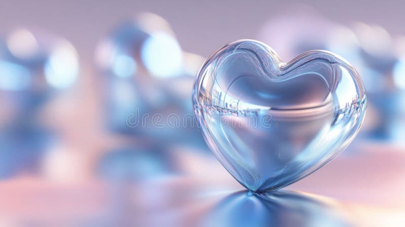 A Single Glass Heart Sits among Blurred Hearts Stock Illustration ...