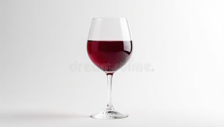 Single Glass of Ruby Red Wine Against Pure White, Alcohol, Elegant ...