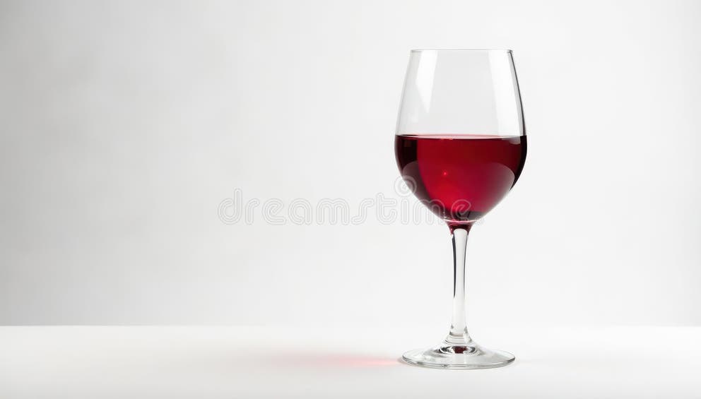 Single Glass of Ruby Red Wine on Bright White Backdrop , Elegant, Wine ...