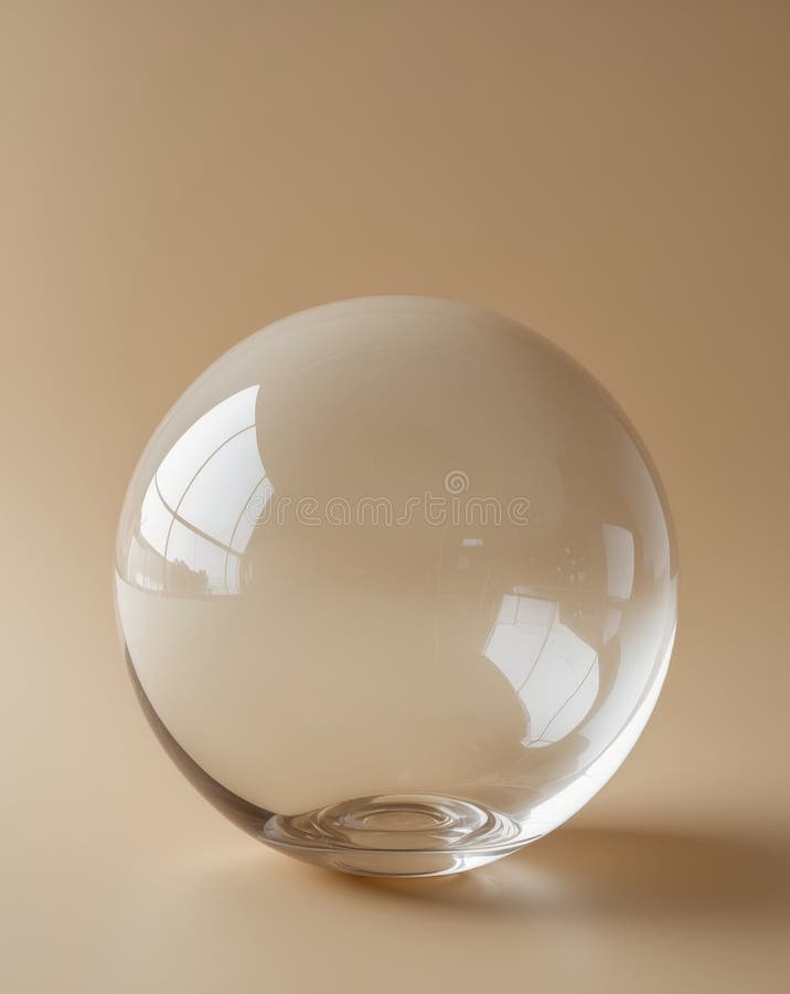 Single Glass Sphere on Solid Tan Background Stock Photo - Image of ...