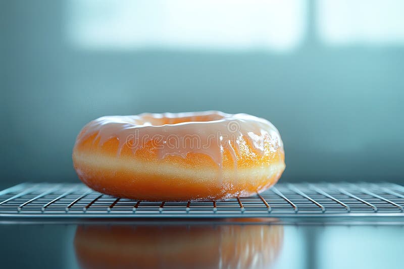 Single Glazed Donut Cooling Wire Rack Faint Reflections Stock Photos ...
