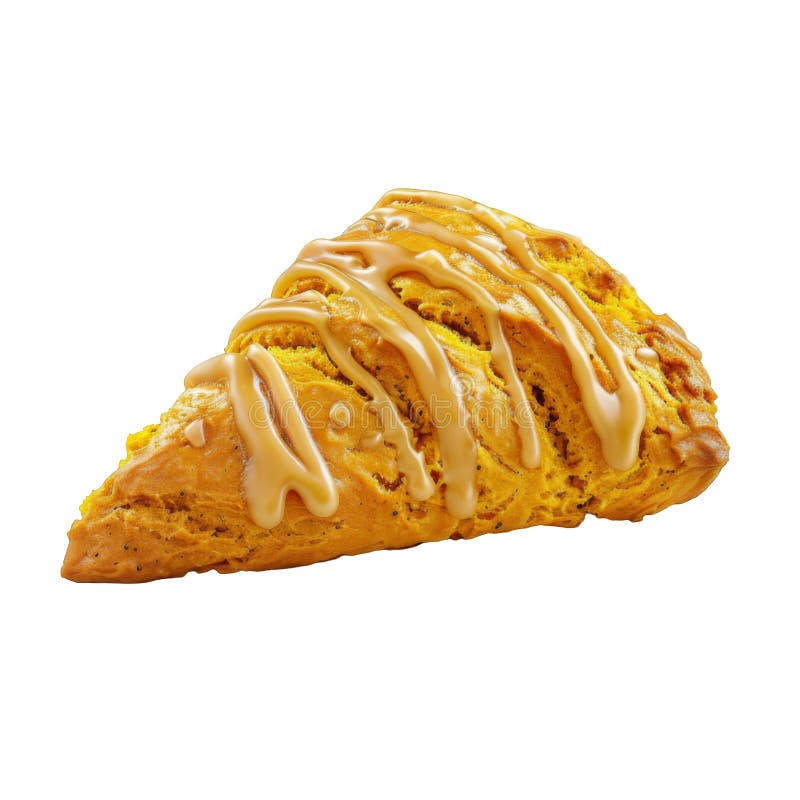 A Single Glazed Pumpkin Scone, Isolated on Black Stock Image ...