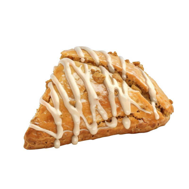 A Single Glazed Scone with Drizzled Icing Stock Photo - Illustration of ...