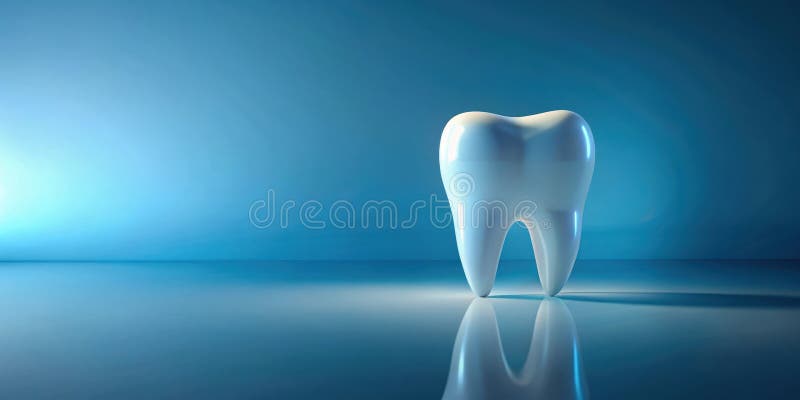 A Single, Gleaming Tooth Reflects on a Smooth, Serene Surface in a ...
