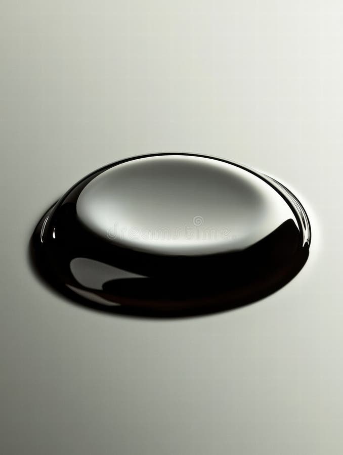 Close Up of a Single Black Oil Drop on a Smooth Surface Reflecting ...