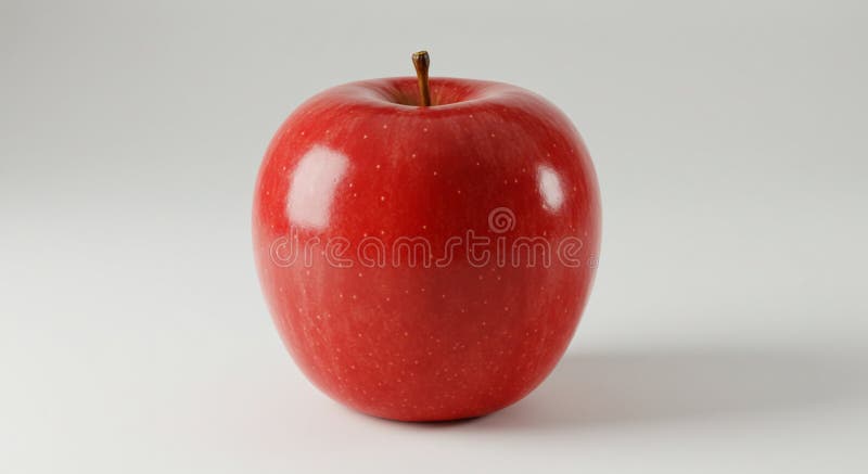 A Single, Glossy Red Apple with a Smooth Surface and Subtle Speckles ...