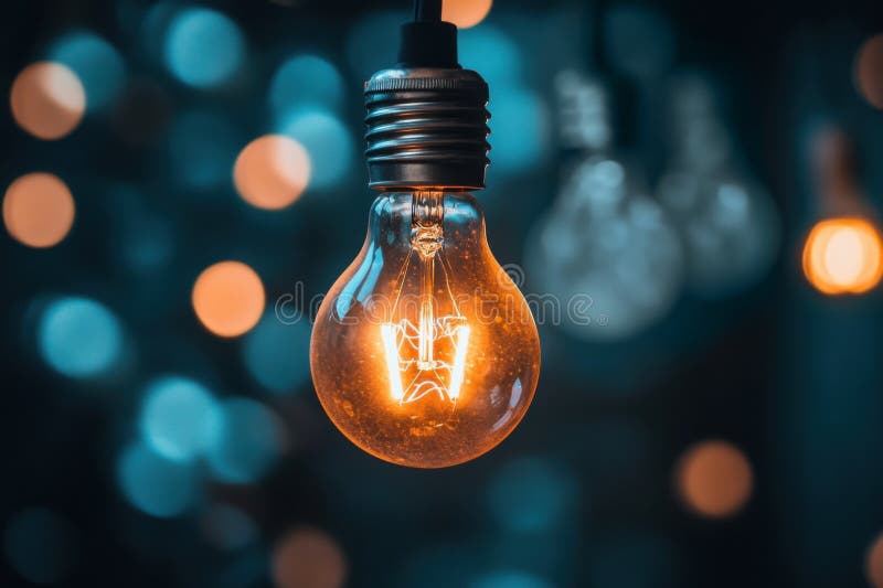 A Single Glowing Lightbulb Stands Out among Dimmed Bulbs, Representing ...