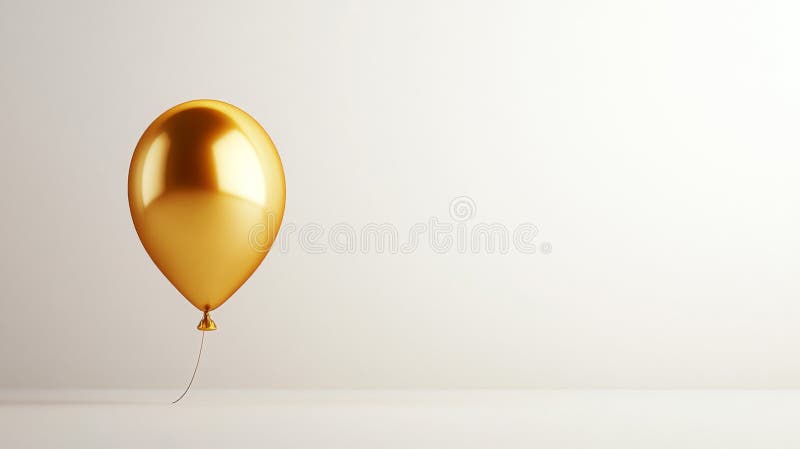 Single Gold Balloon Floating Against White Background Stock ...
