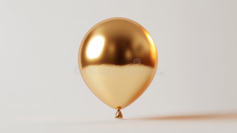 Single Gold Balloon on White Background Stock Illustration ...