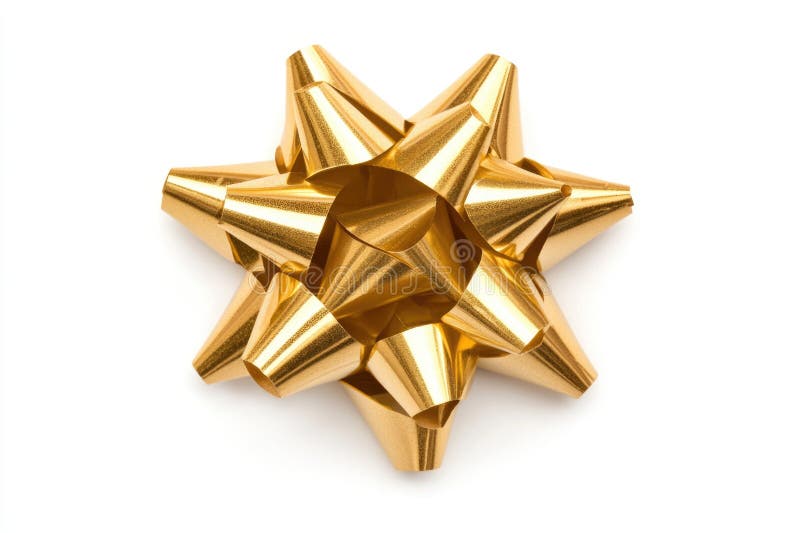 Single Gold Bow Placed Plain White Background Stock Photos - Free ...