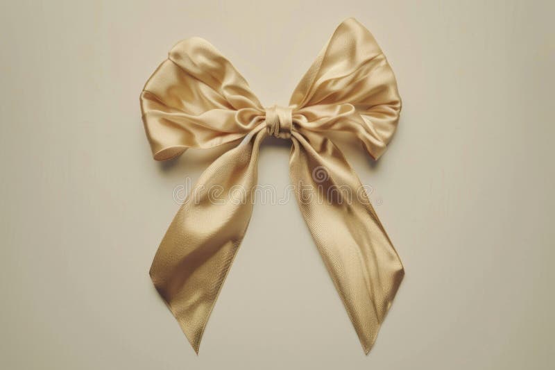 A Single Gold Bow Resting on a Clean White Surface Stock Image - Image ...