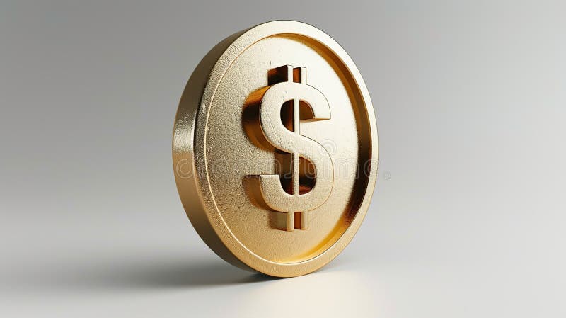 A Single Gold Coin with the US Dollar Symbol on it, Isolated on a White ...