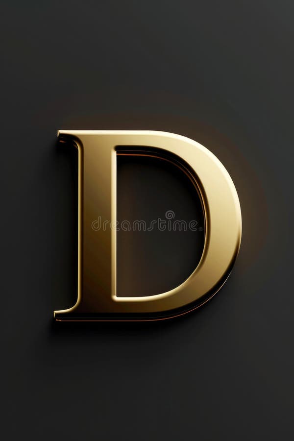 A Single Gold-colored Letter D Stands Out Against a Black Background ...