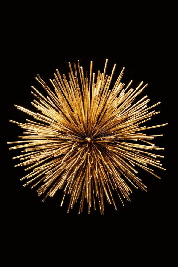 A Single Gold Firework Exploding Against a Dark Black Background, Ideal ...