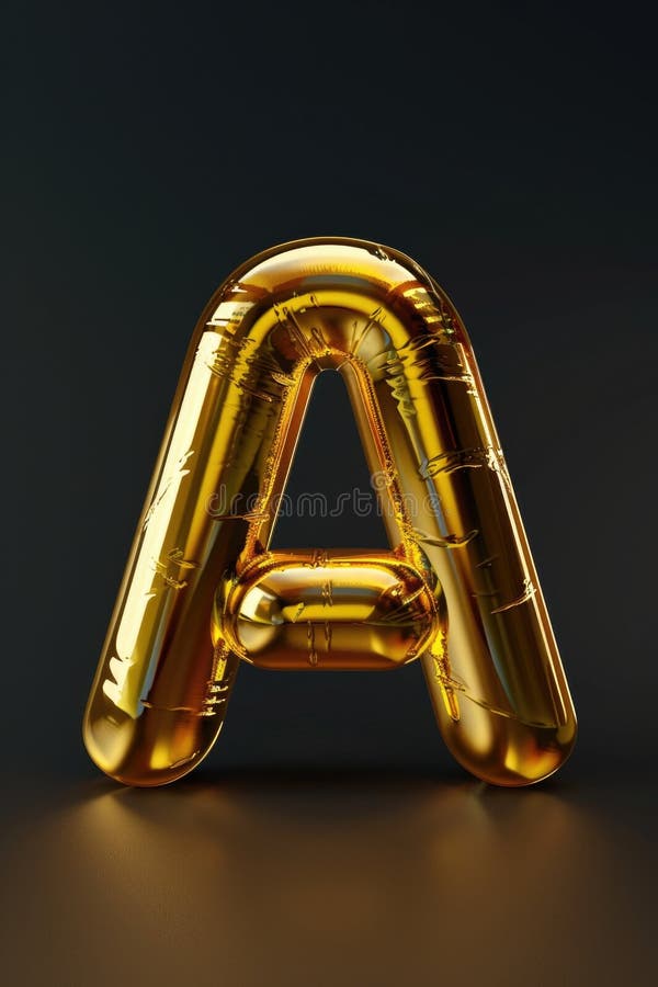 A Single Gold Foil Letter a on a Black Background, Suitable for Use in ...