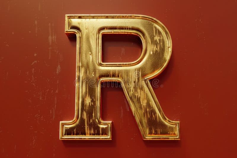 A Single Gold Letter R Stuck To a Red Painted Wall Stock Photo - Image ...