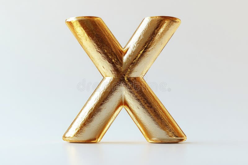A Single Gold Letter X on a White Background Stock Photo - Image of ...