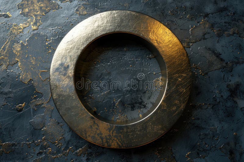 A Single Gold Metal Ring Sits on a Black Surface Stock Photo - Image of ...