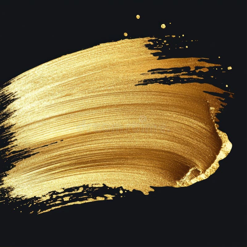 Single Gold Paint Brush Stroke Black Background Stock Photos - Free ...