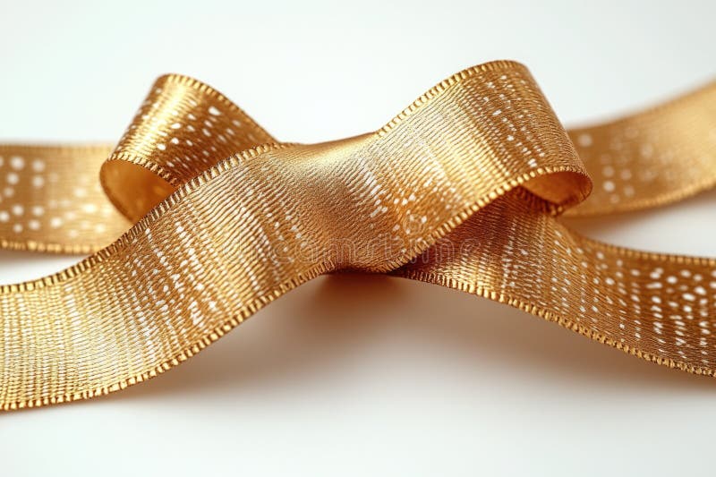 A Single Gold Ribbon Lying on a White Background, Perfect for Use in ...