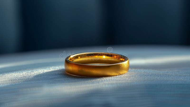 Single Gold Ring on a Fabric Surface, Side View Stock Image - Image of ...