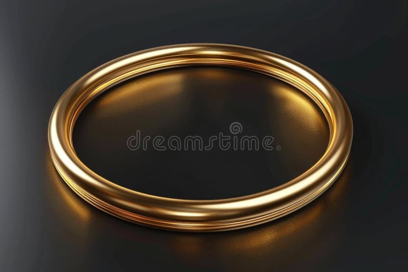 A Single Gold Ring Lying on a Black Surface Stock Photo - Image of ...