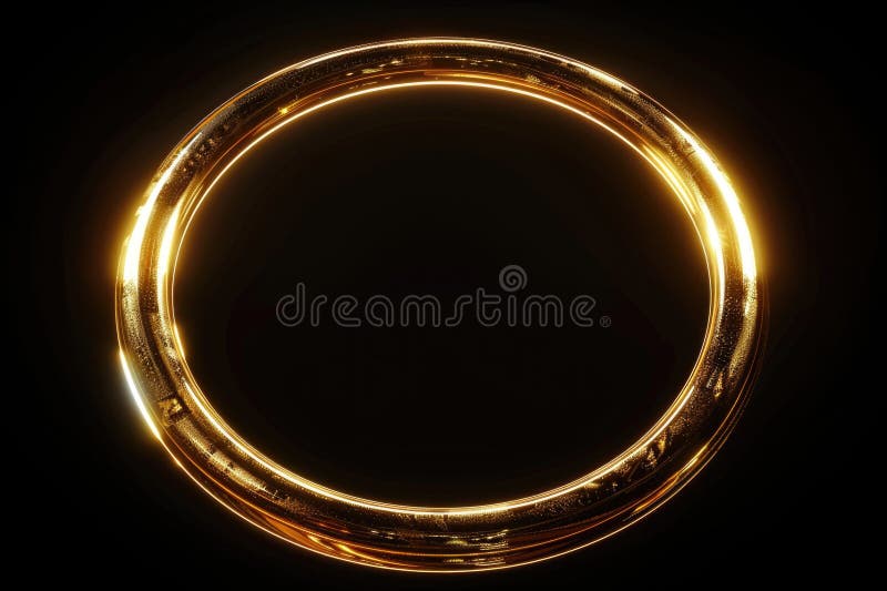 A Single Gold Ring Placed on a Black Surface Stock Photo - Image of ...