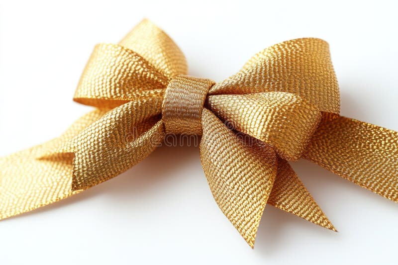 Single Gold Bow Placed Plain White Background Stock Photos - Free ...