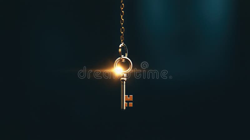 A Single Golden Key Floating in Mid-air with Bright Glow Stock Image ...