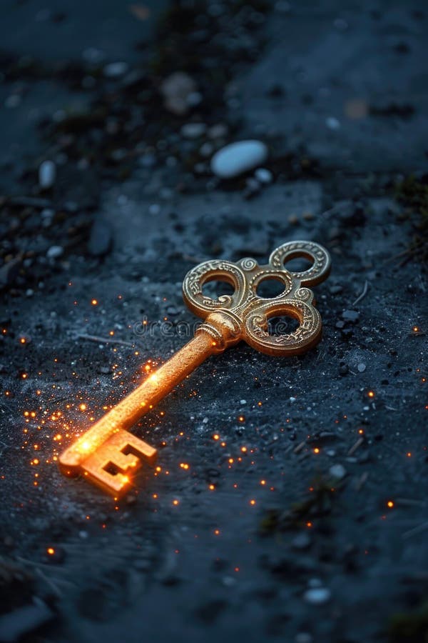 Single Golden Key Rests Dark Background Stock Photos - Free & Royalty ...