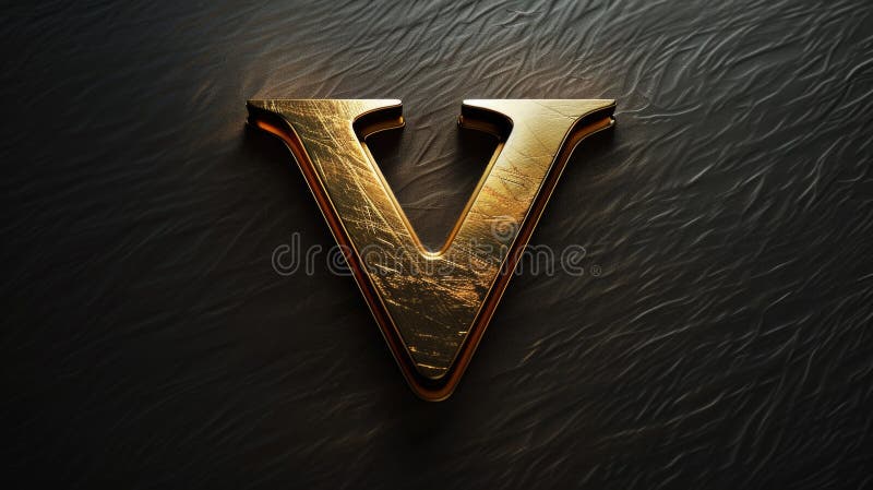 A Single Golden Letter V on a Black Background Stock Photo - Image of ...