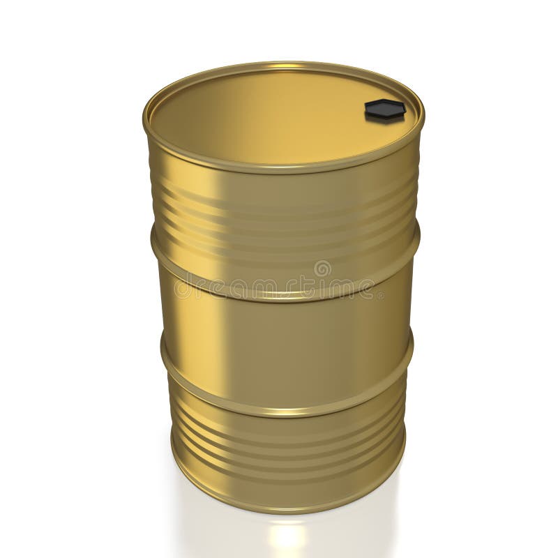 Single Golden Oil Barrel on White Backround Stock Illustration ...