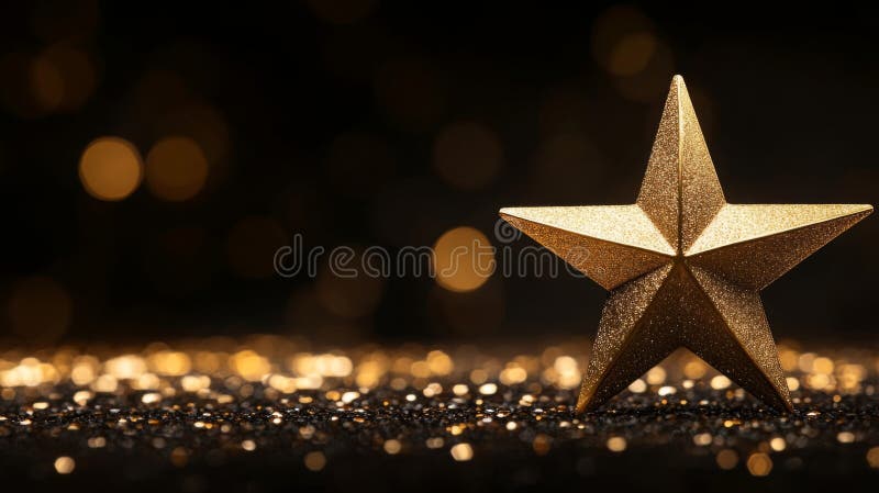 A Single Golden Star on a Bed of Sparkling Glitter Stock Illustration ...