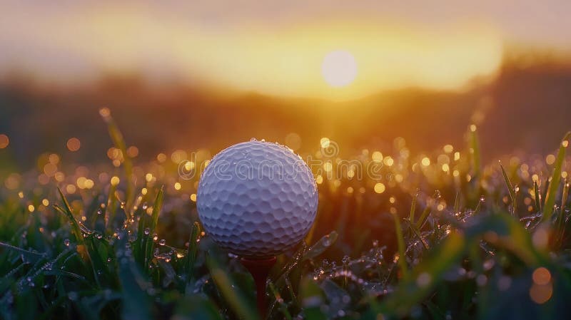A Single Golf Ball Placed on the Grassy Surface of a Green Field Stock ...