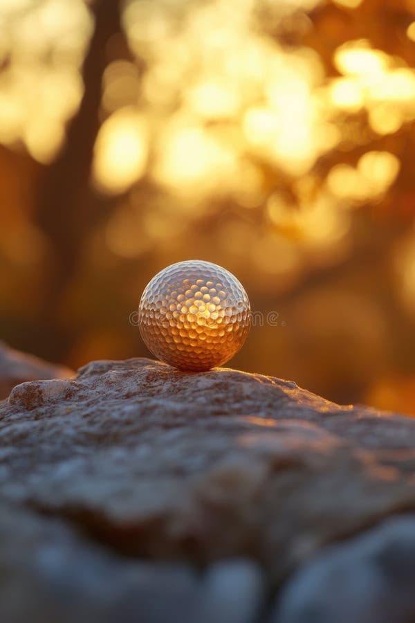 A Single Golf Ball Sits on Top of a Rock in a Natural Setting Stock ...