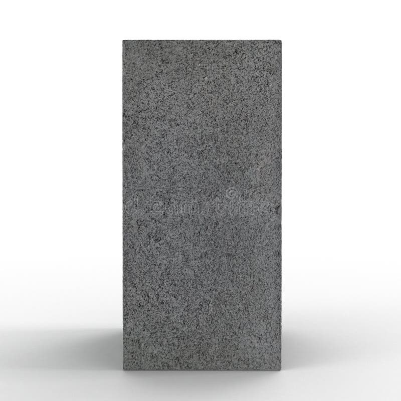 Single Gray Concrete Cinder Block Isolated on White. 3D Illustration ...