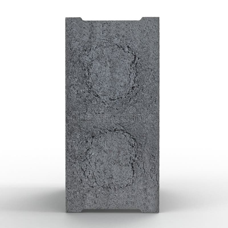 Single Gray Concrete Cinder Block Isolated On White 3D Illustration ...