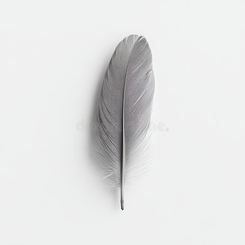 Single Gray Feather on White Background Stock Illustration ...