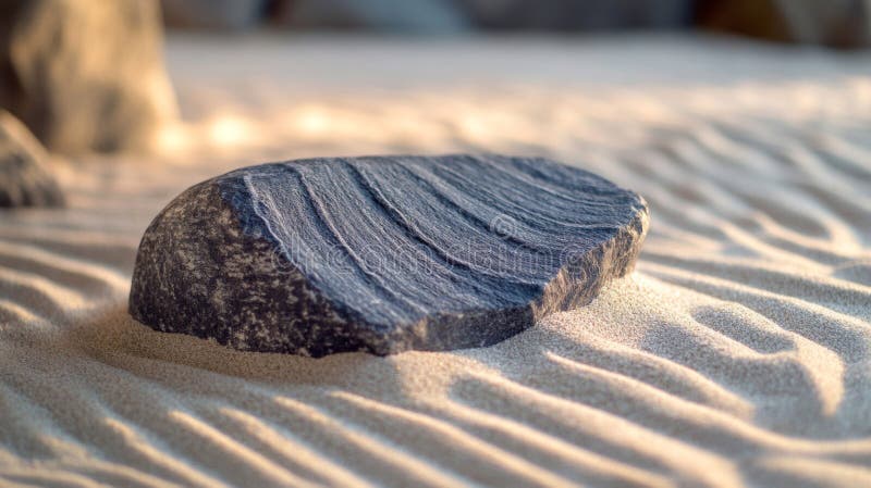 A Single Gray Stone Resting on Fine Sand Stock Illustration ...