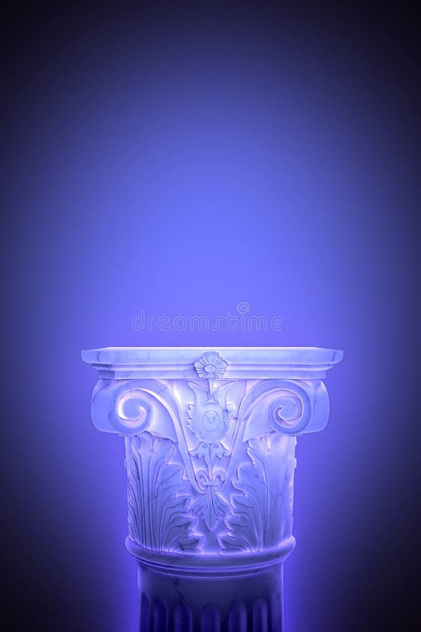 Single Greek Column Isolated on Blue Stock Illustration - Illustration ...