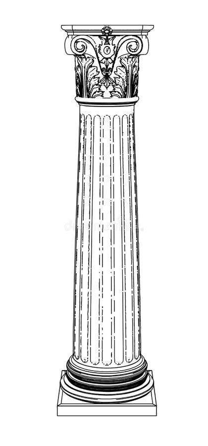 Single Greek Column Isolated on White Stock Illustration - Illustration ...