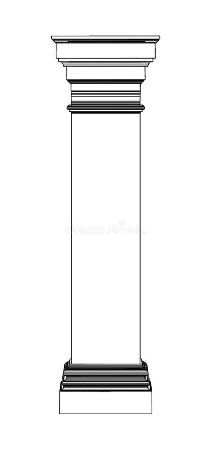 Single Greek Column Isolated on White Stock Illustration - Illustration ...