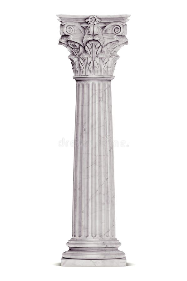 Single Greek Column Isolated on White Stock Vector - Illustration of ...