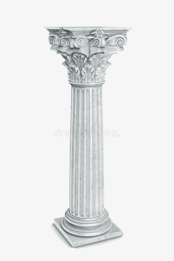 Single Greek Column Isolated on White Stock Illustration - Illustration ...