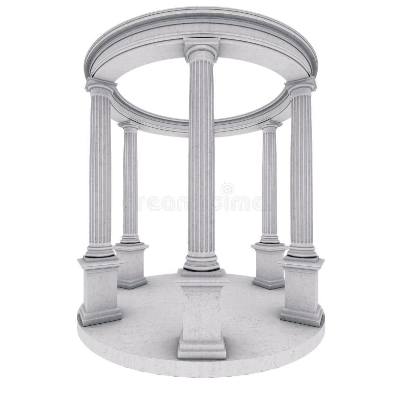 Single Greek Column Isolated on White Stock Illustration - Illustration ...