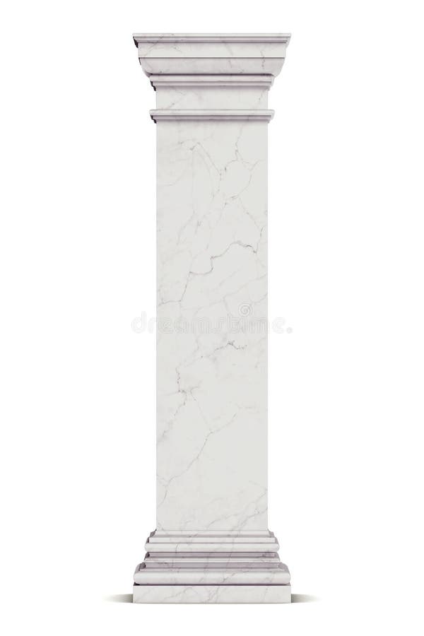 Single Greek Column Isolated on White Stock Illustration - Illustration ...
