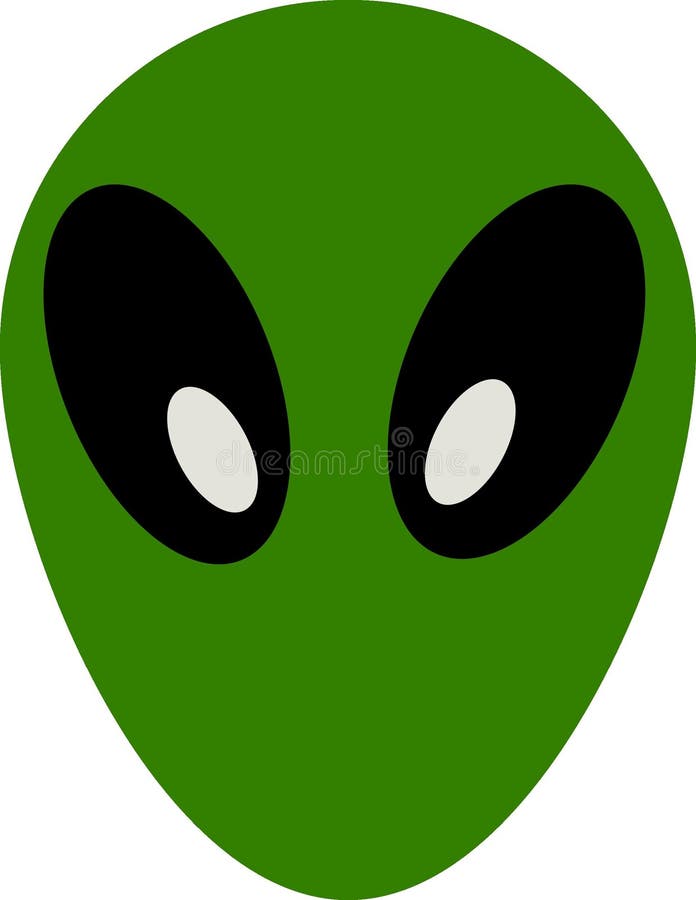 Single Green Alien Head Icon Vector Illustration Cartoon Animated Stock ...