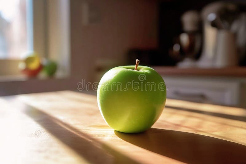 Green Apple Fruit on Kitchen Counter. Generative AI Stock Illustration ...