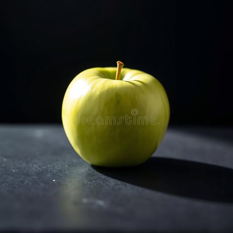 Single Green Apple on Slate Stock Illustration - Illustration of apple ...