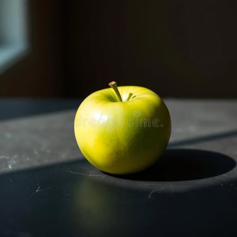 Single Green Apple on Slate Stock Illustration - Illustration of blur ...